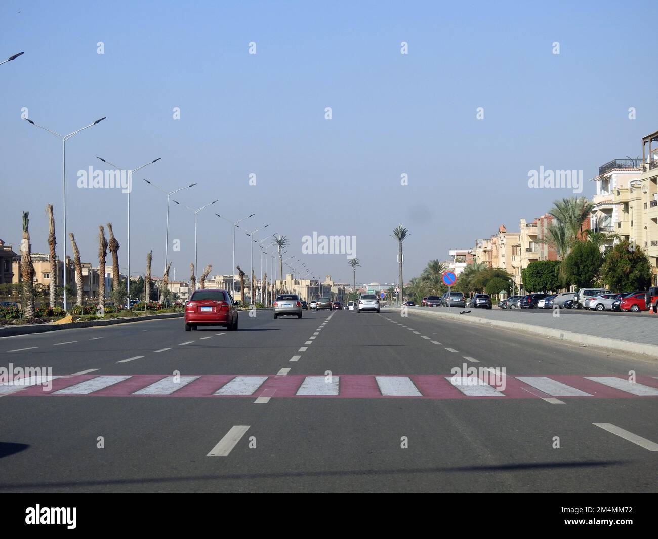 Cairo, Egypt, December 21 2022: Pedestrian crossing area on a highway ...