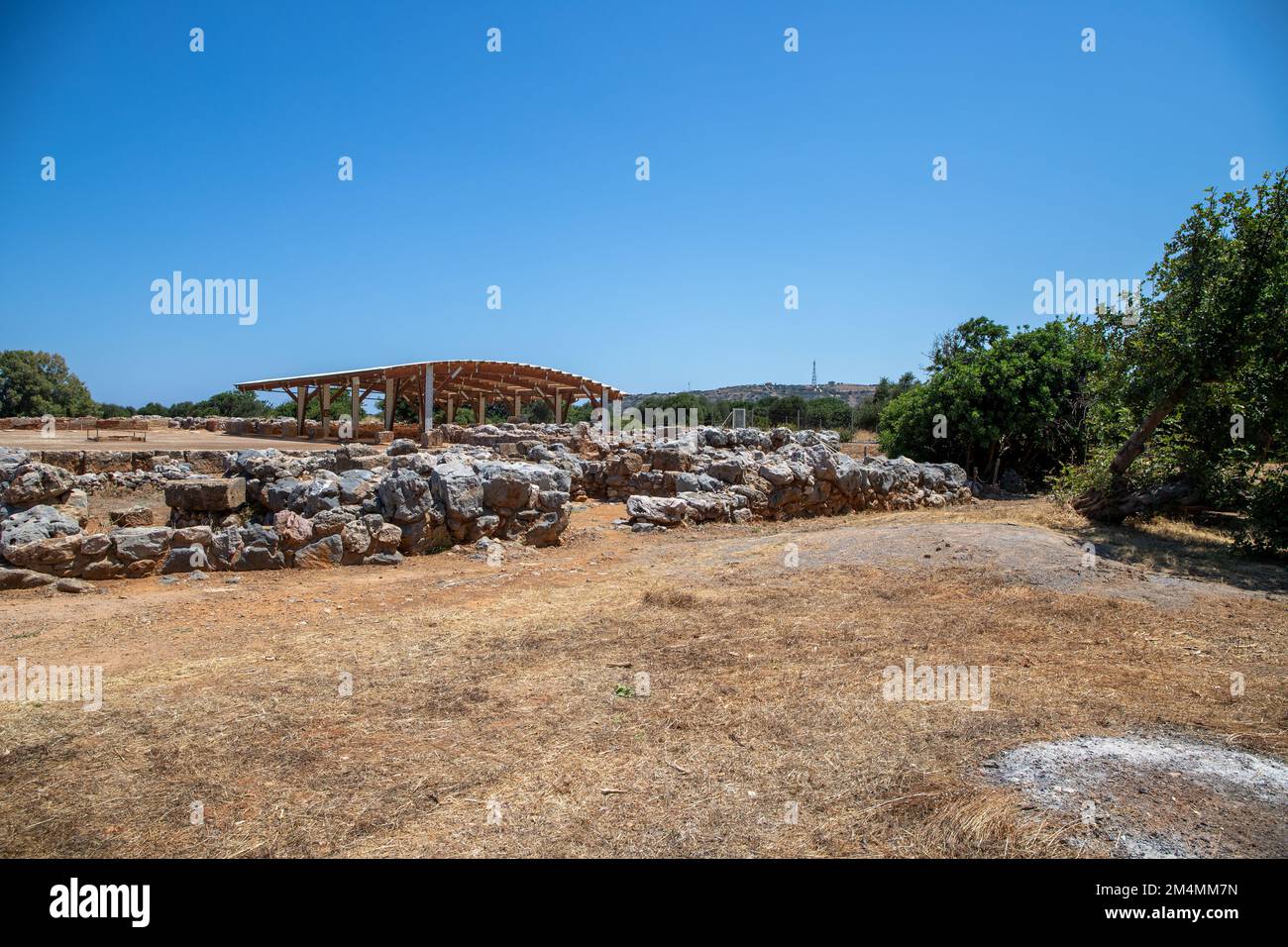 Ancient archaeological site in Crete with stone ruins. High quality ...