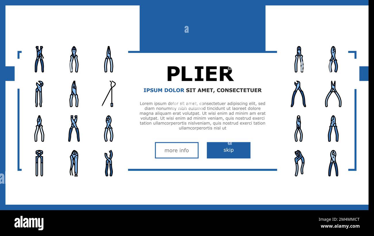 pliers equipment tool repair work landing header vector Stock Vector ...