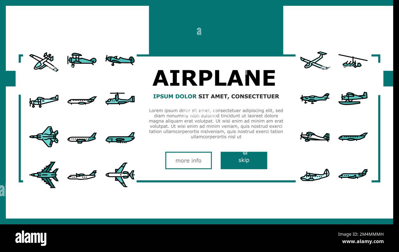 airplane aircraft plane travel landing header vector Stock Vector Image ...