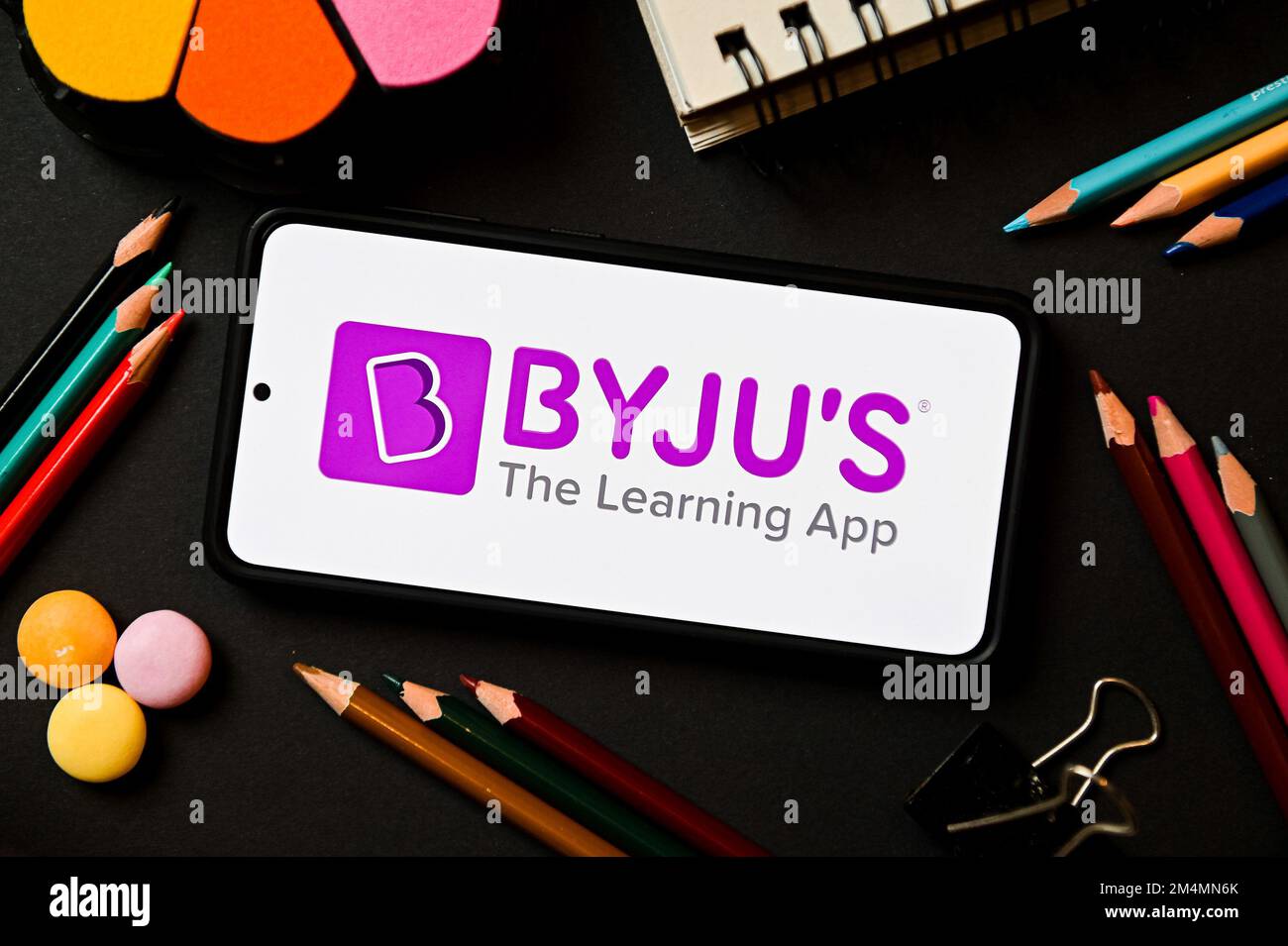 Poland. 17th Dec, 2022. In this photo illustration, a Byju's logo seen displayed on a smartphone ...