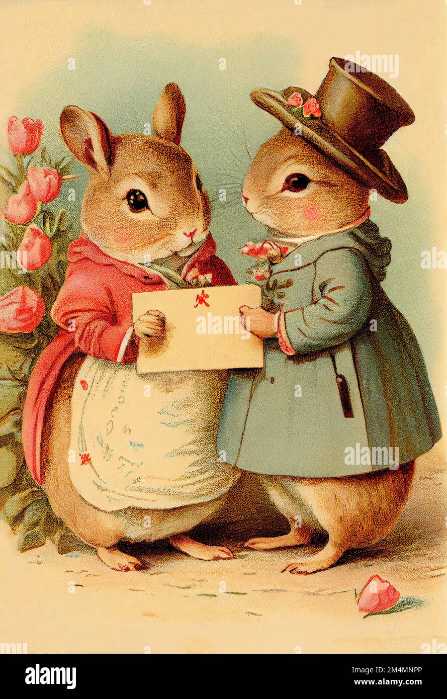 Cartoon illustration rabbit in love hi-res stock photography and images ...