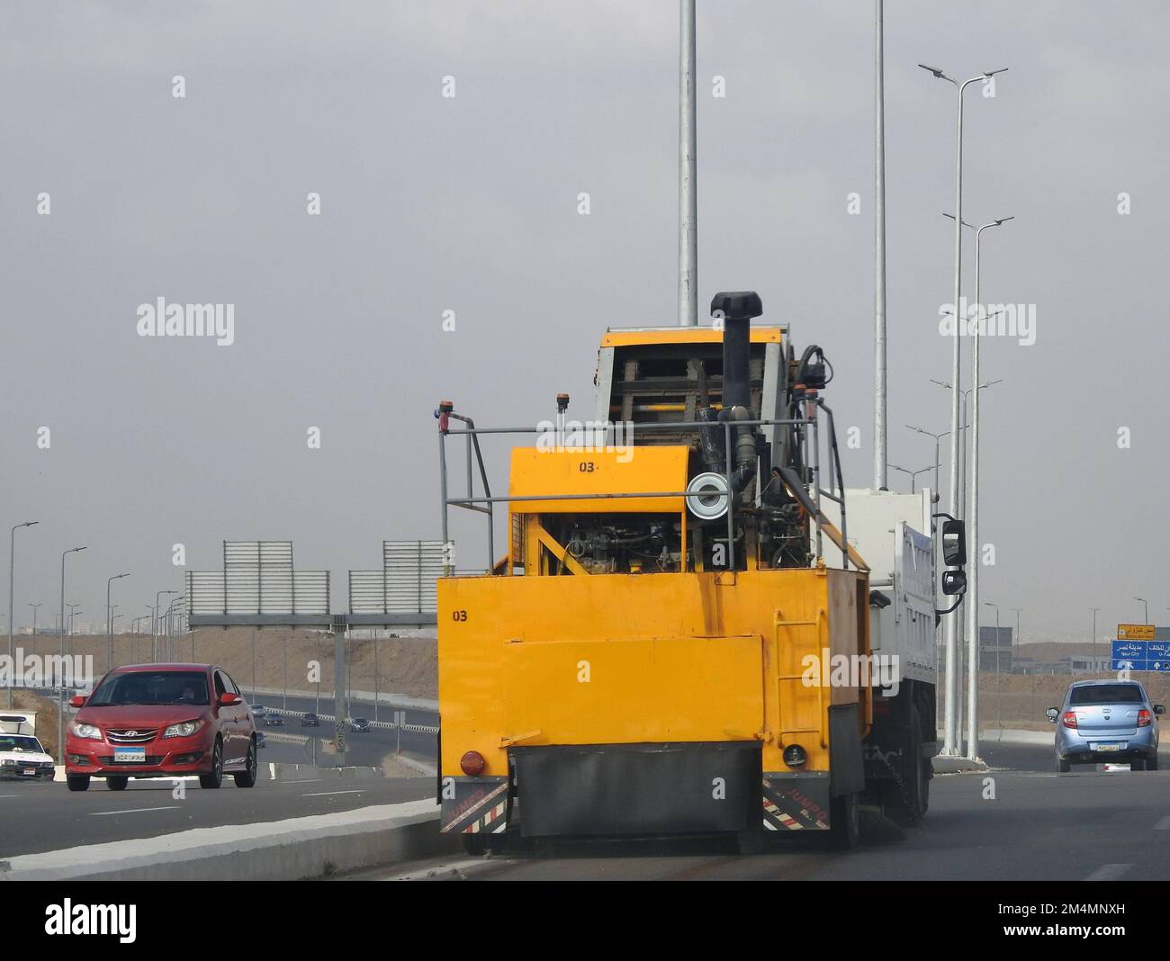 Cairo, Egypt, November 23 2022: A street sweeper cleaner vehicle that ...