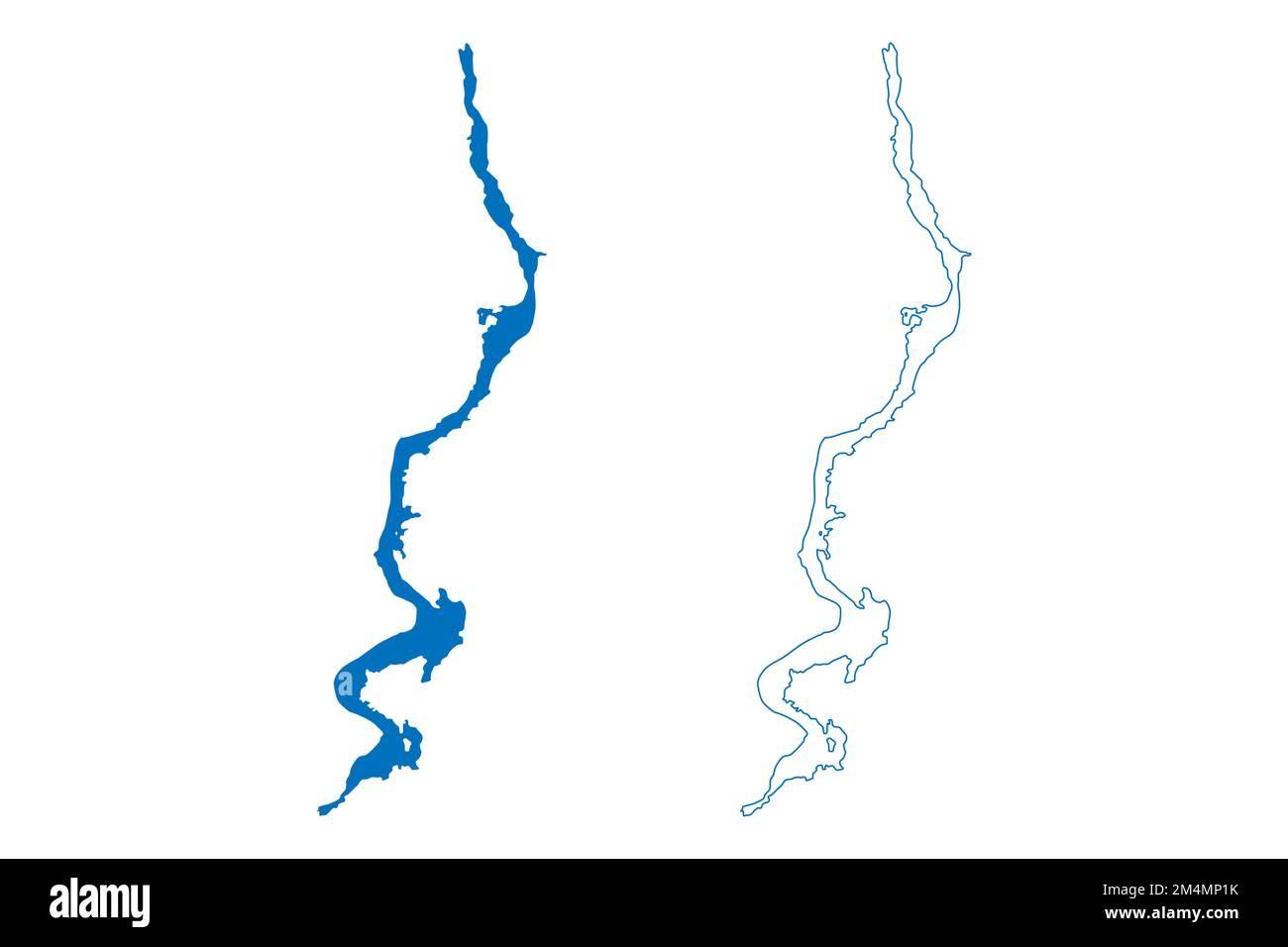 Lake Oskil Reservoir (Ukraine, Kharkiv Oblast) map vector illustration ...