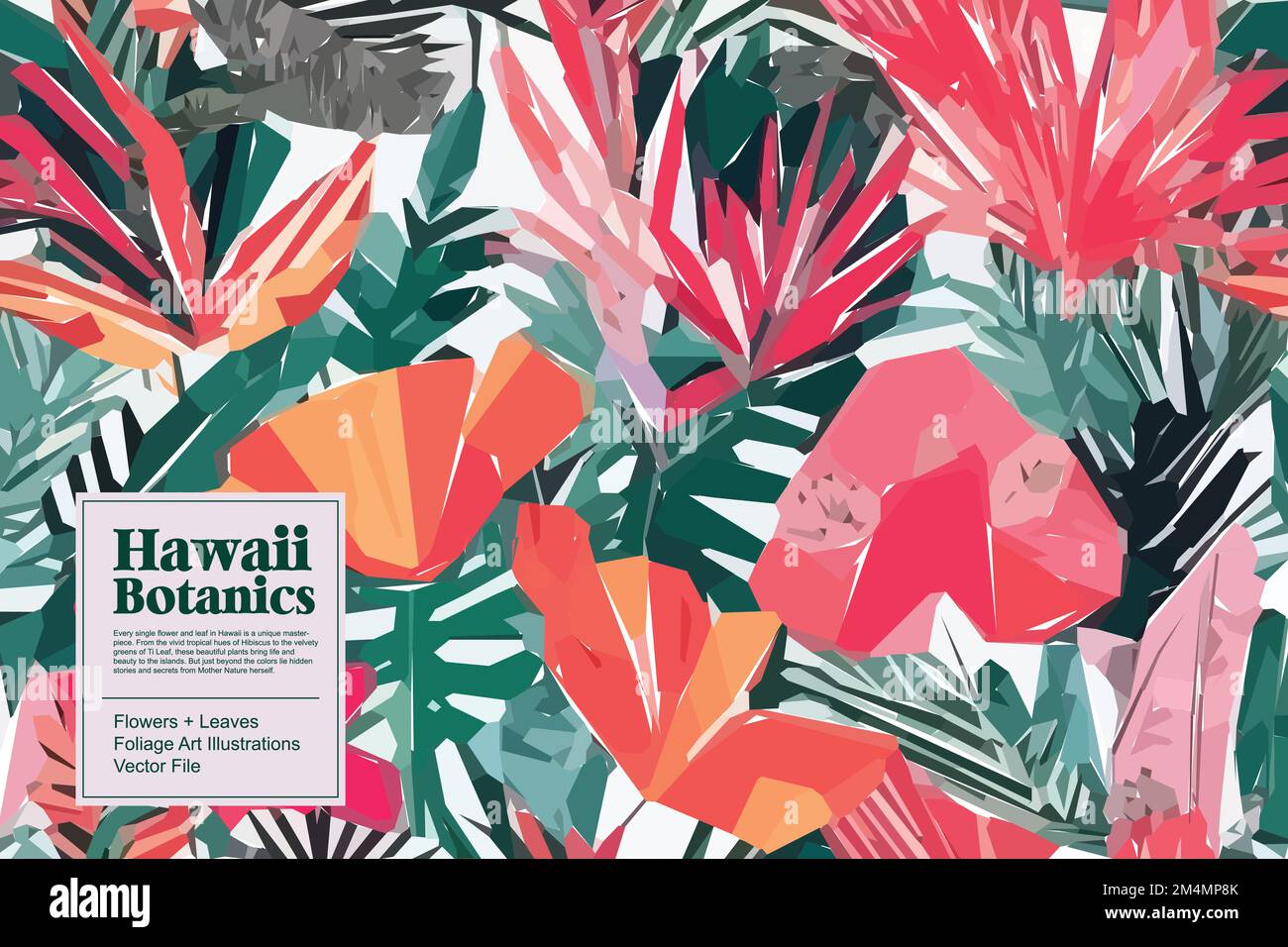 Tropical flowers, jungle leaves. Beautiful vector floral pattern ...