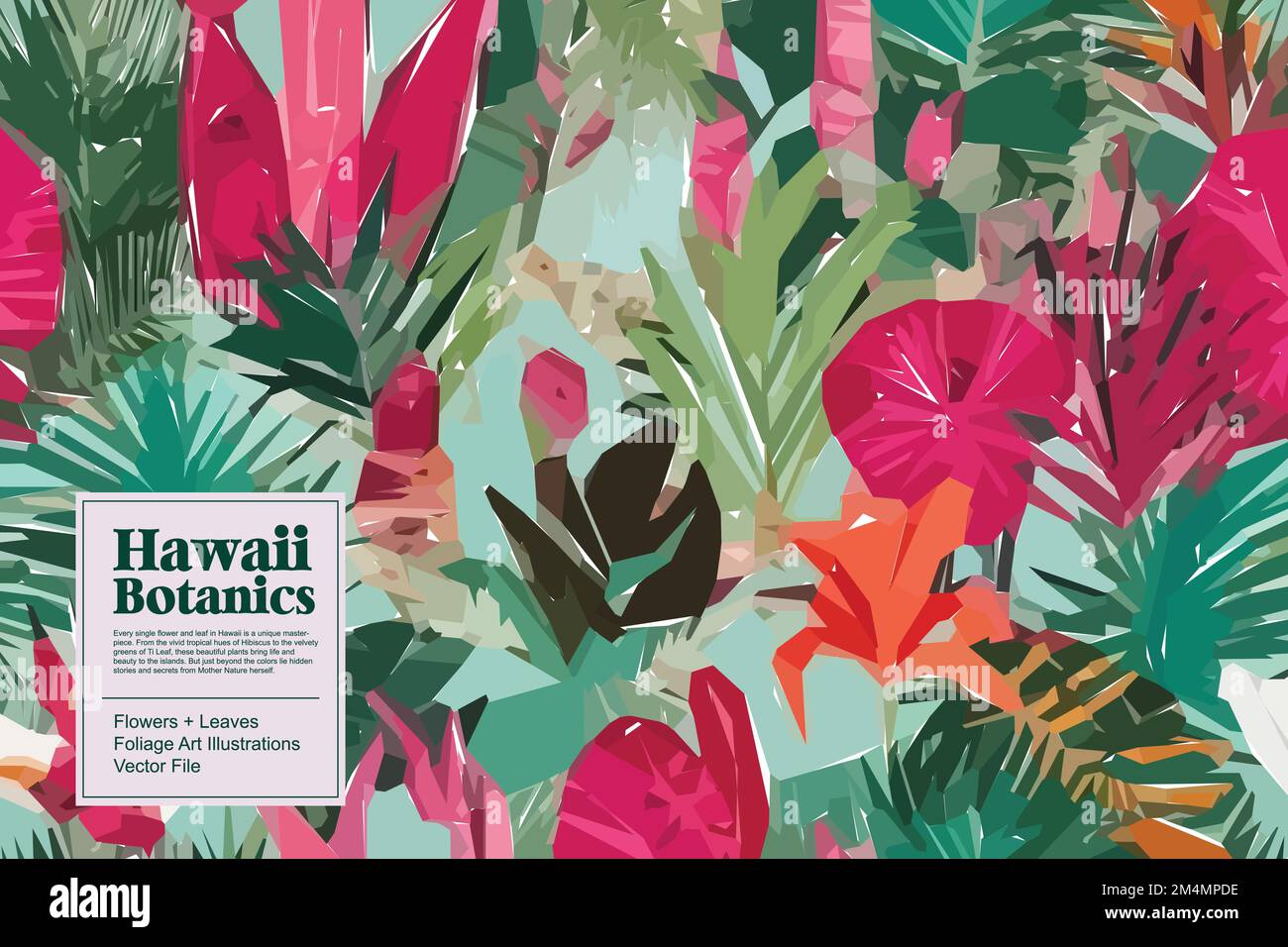 Tropical flowers, jungle leaves. Beautiful vector floral pattern ...