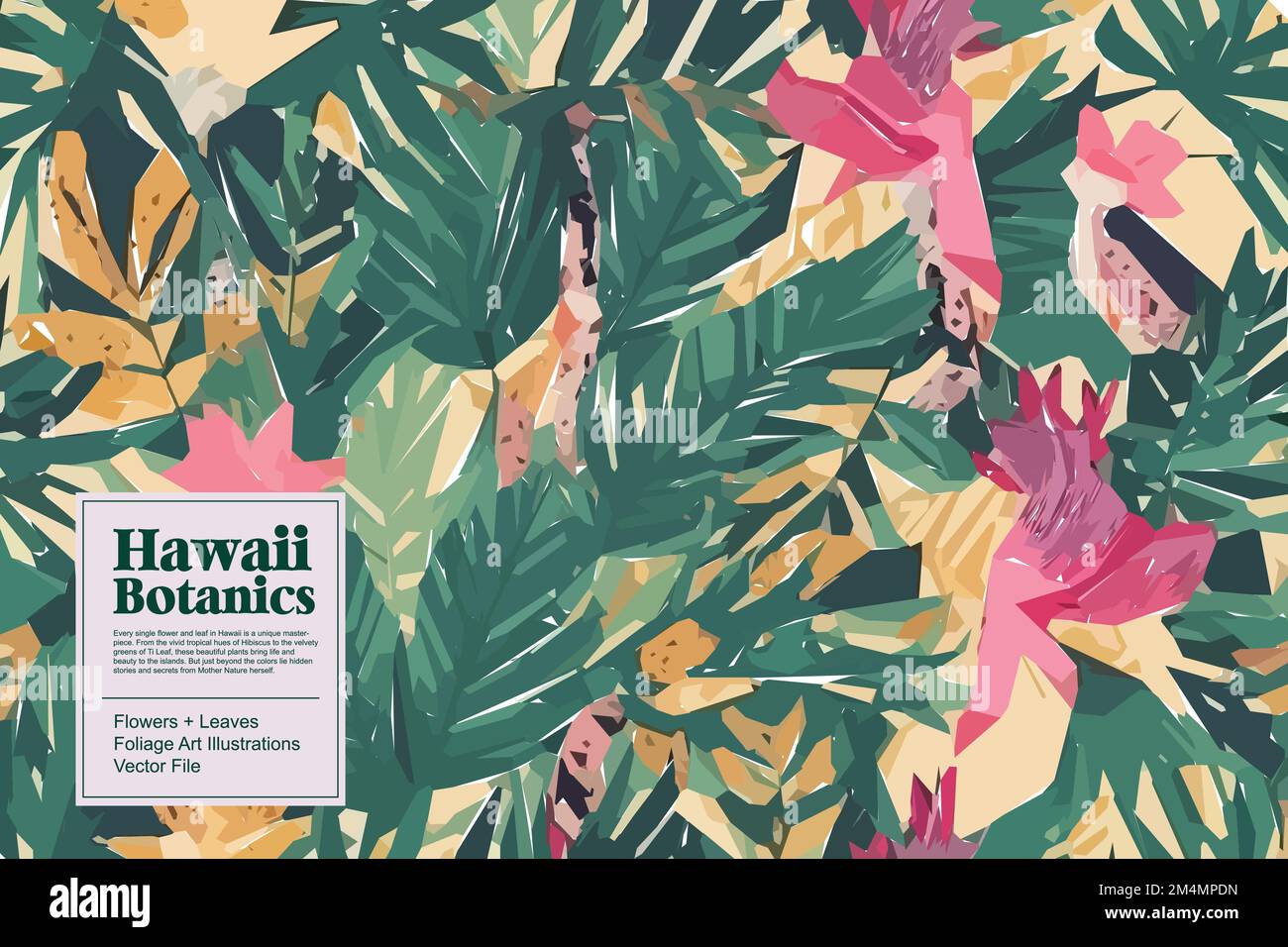 Tropical flowers, jungle leaves. Beautiful vector floral pattern ...