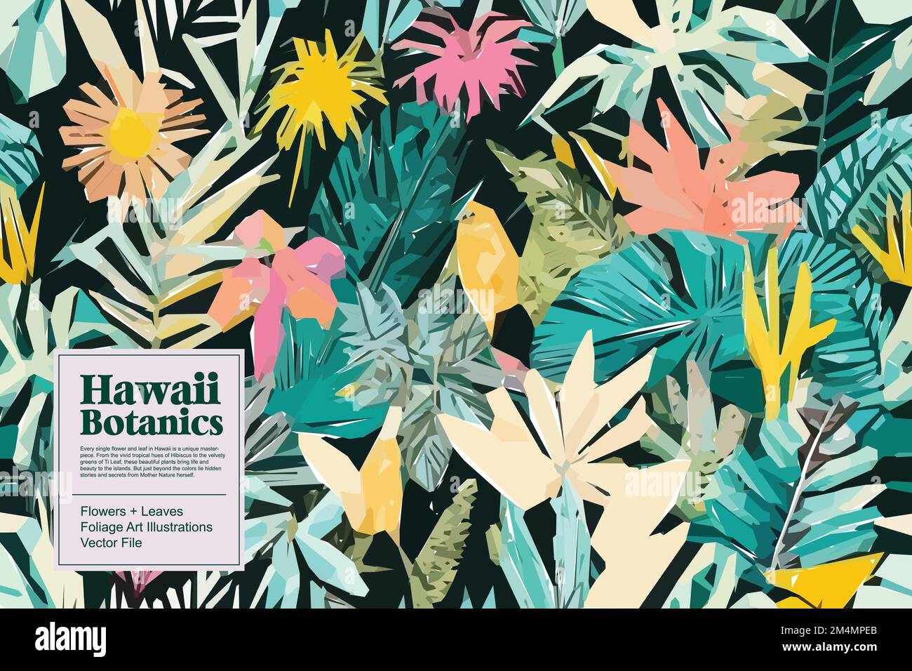 Tropical flowers, jungle leaves. Beautiful vector floral pattern ...