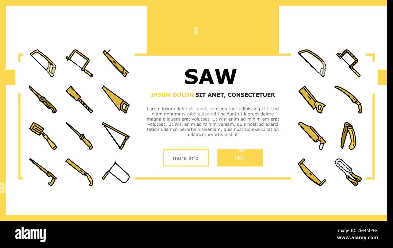 saw hand wood construction landing header vector Stock Vector Image & Art - Alamy