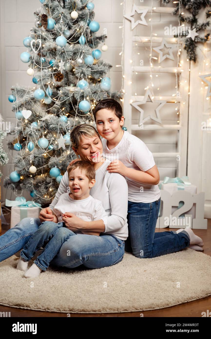 Happy holidays decorated christmas garlands hi-res stock photography ...