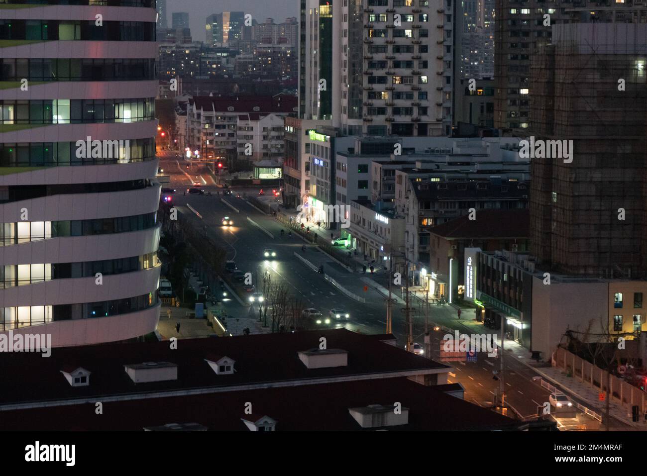 SHANGHAI, CHINA - DECEMBER 22, 2022- The city's main road appears empty ...