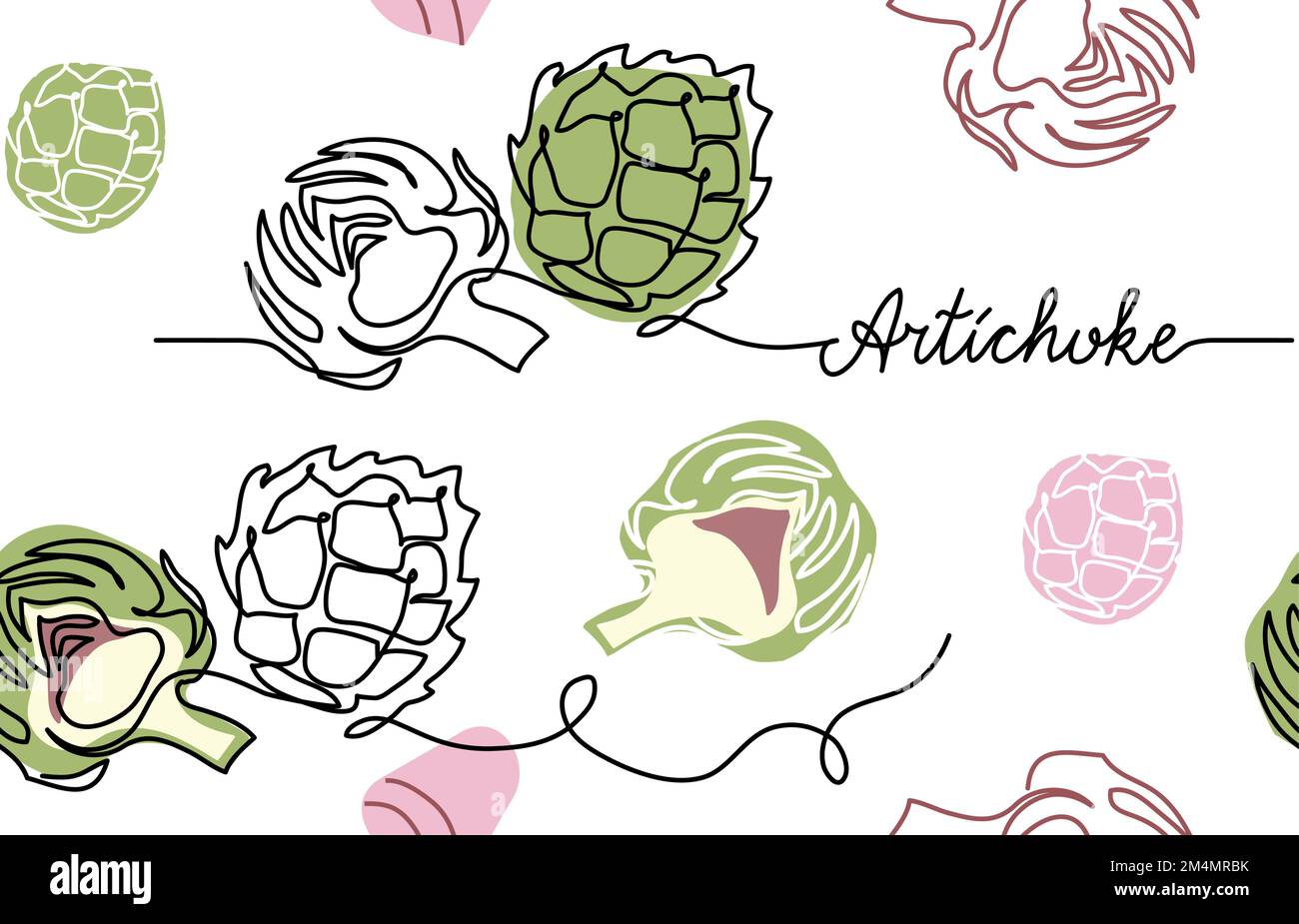 Artichoke vector seamless pattern, texture, background. One continuous ...
