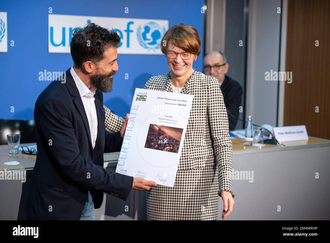 Berlin, Germany. 22nd Dec, 2022. Eduardo Soteras, winner of the Unicef ...
