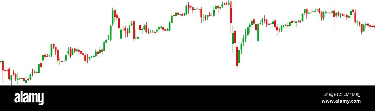 Red and green Japanese candlestick graph trading chart on white ...