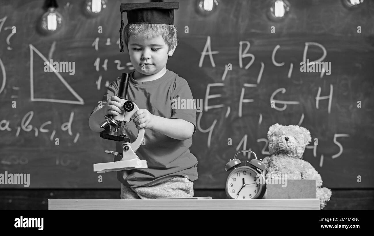 First former interested in studying, learning, education. Child on busy ...