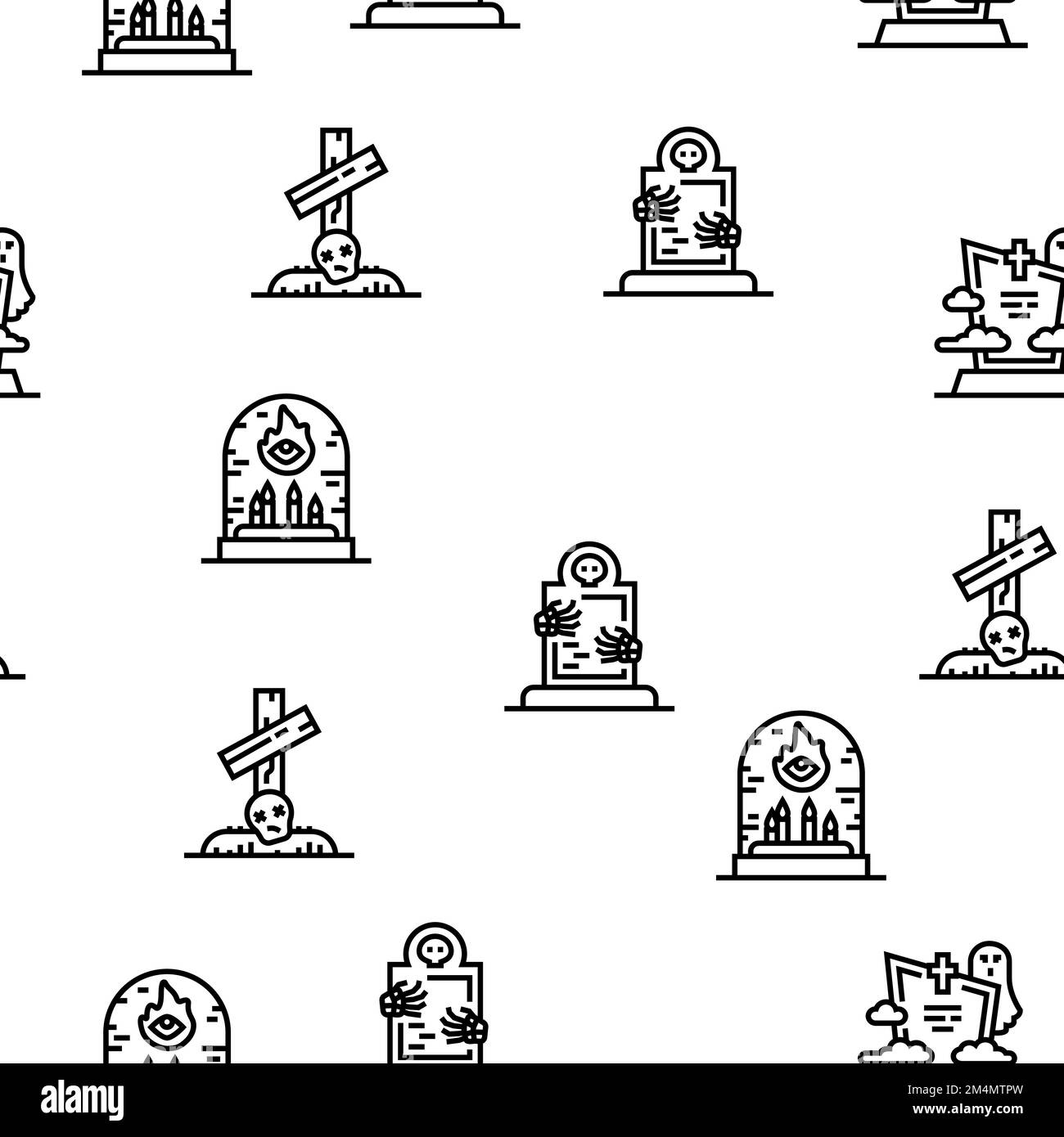 zombie horror scary dead evil vector seamless pattern Stock Vector ...