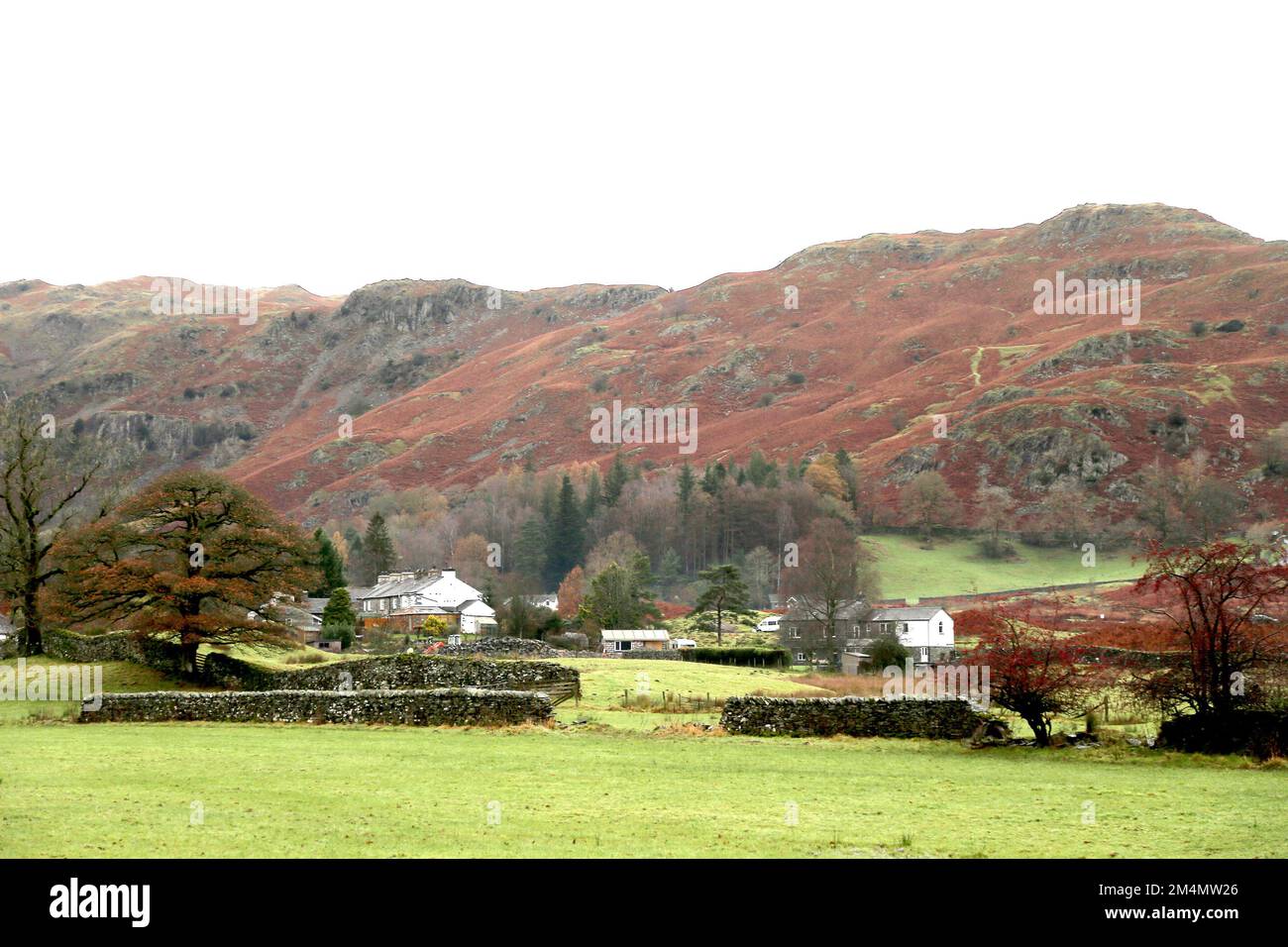 A general view of Elterwater, Langdale, Lake district National Park ...