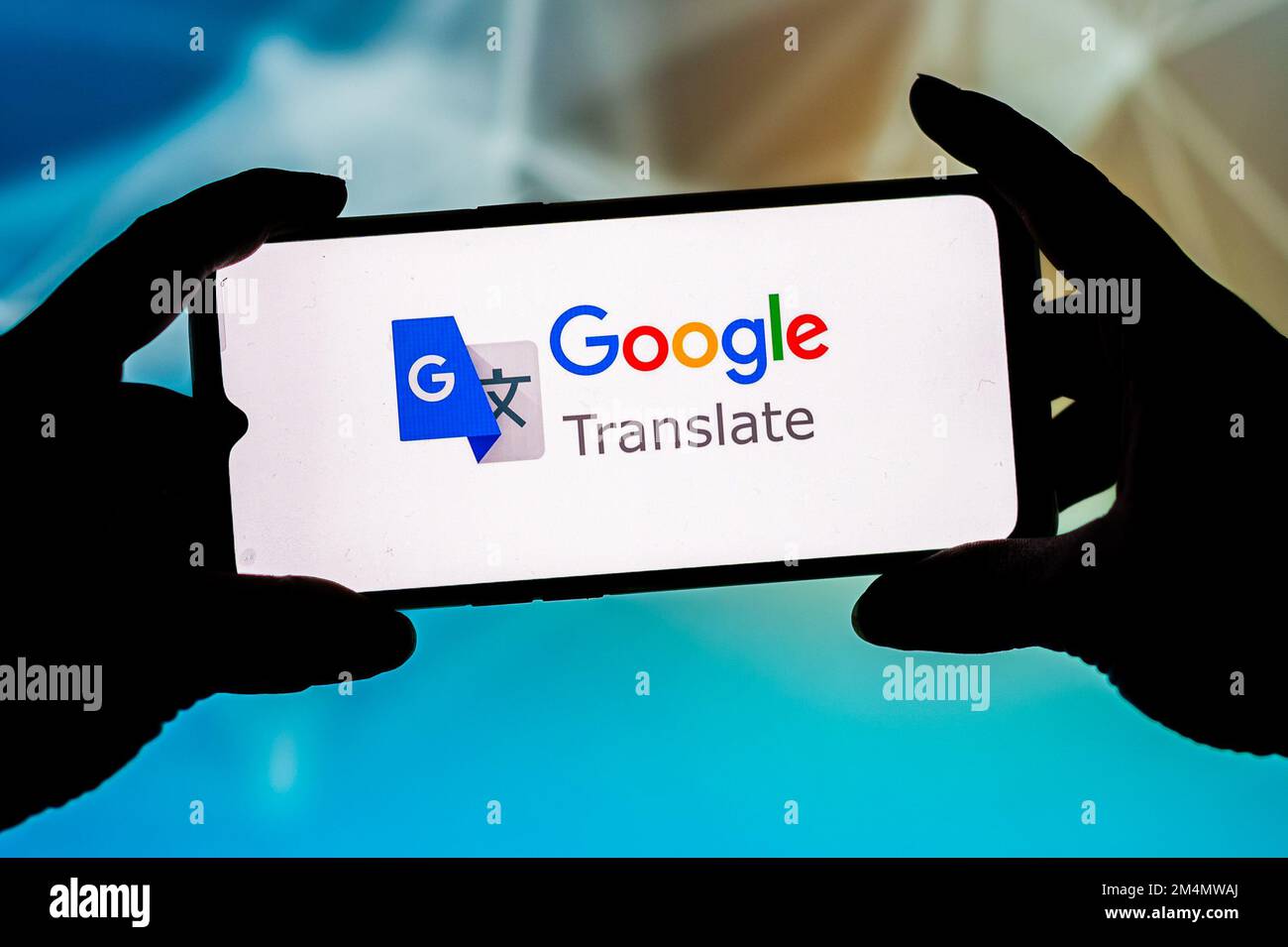 In this photo illustration, a Google Translate logo seen displayed on a ...