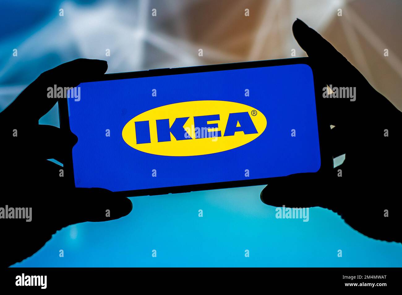 In this photo illustration, an Ikea logo seen displayed on a smartphone ...