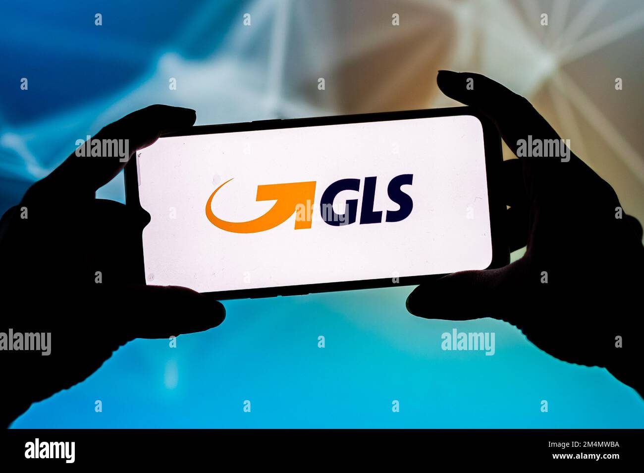 In this photo illustration, a GLS logo seen displayed on a smartphone ...