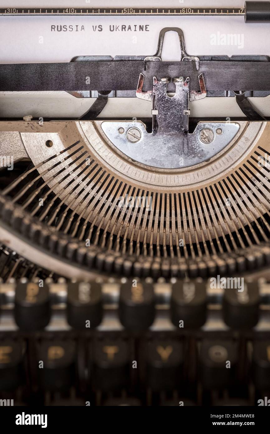 Russia vs Ukraine written on a vintage typewriter Stock Photo - Alamy