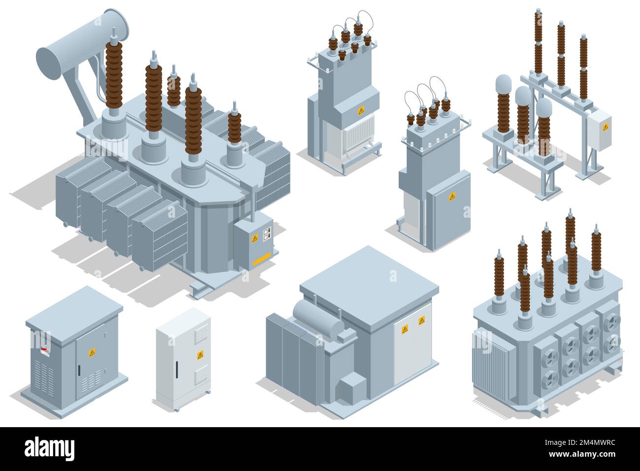 Isometric Transformer . Electric Energy Factory Distribution Chain ...