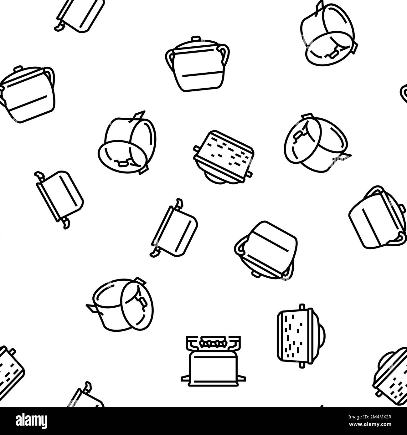 pot kitchen food pan cooking vector seamless pattern Stock Vector Image ...