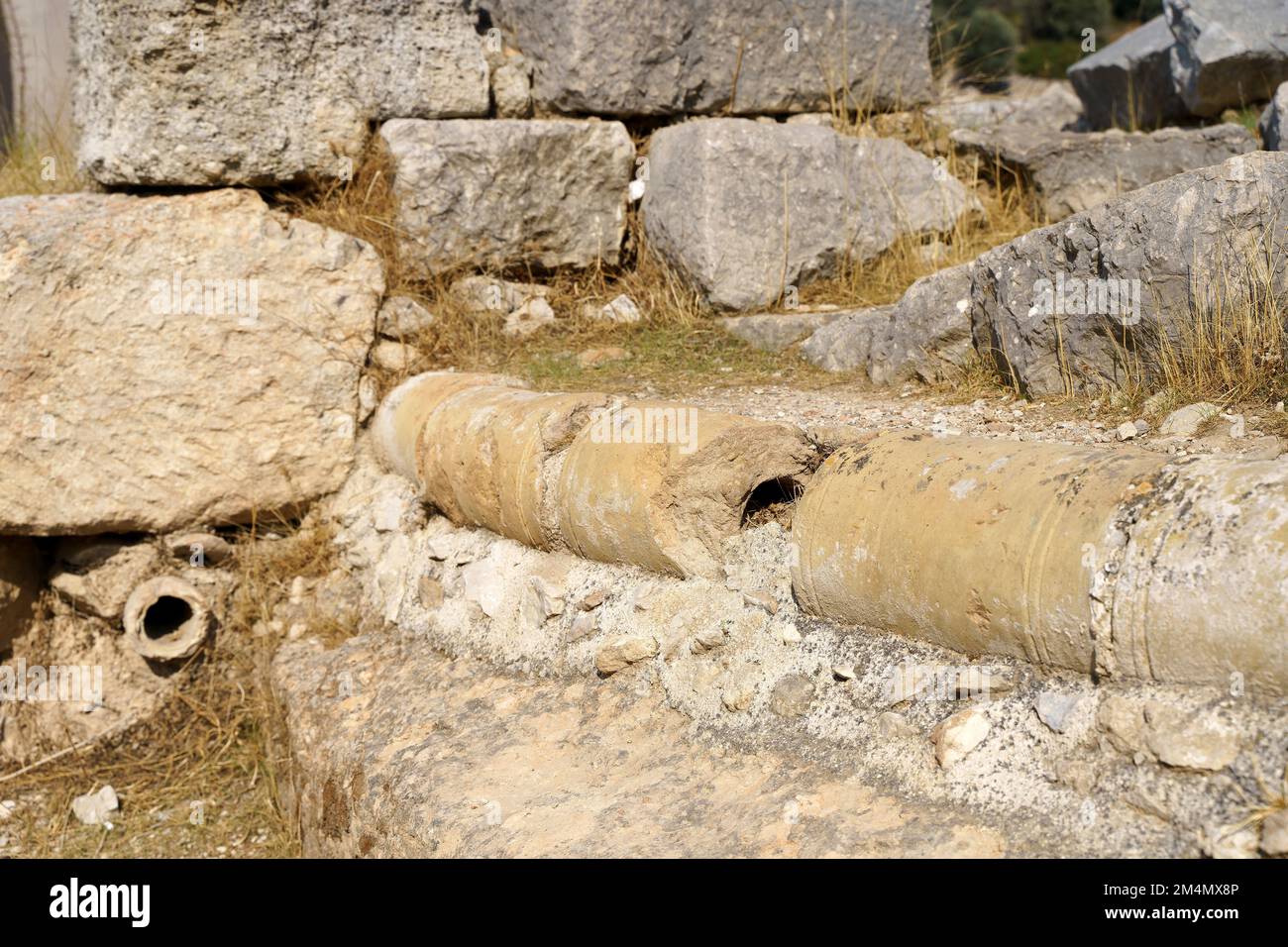 Ancient city of Xanthos in Turkey. Ancient plumbing from the era of the ...