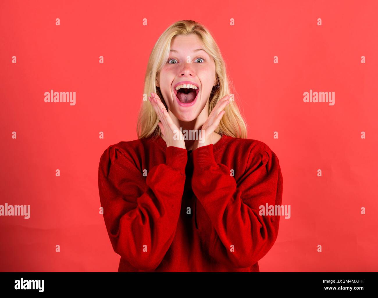 Surprised woman cant believe her eyes. Christmas is coming soon. Lack ...