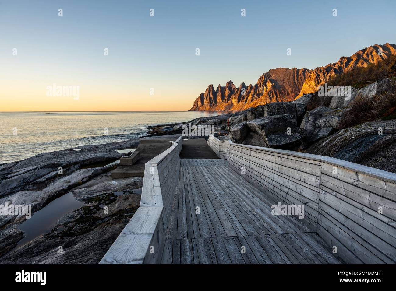 A scenic view of Devil's teeth rocky mountains in Senja, Tungeneset, at ...