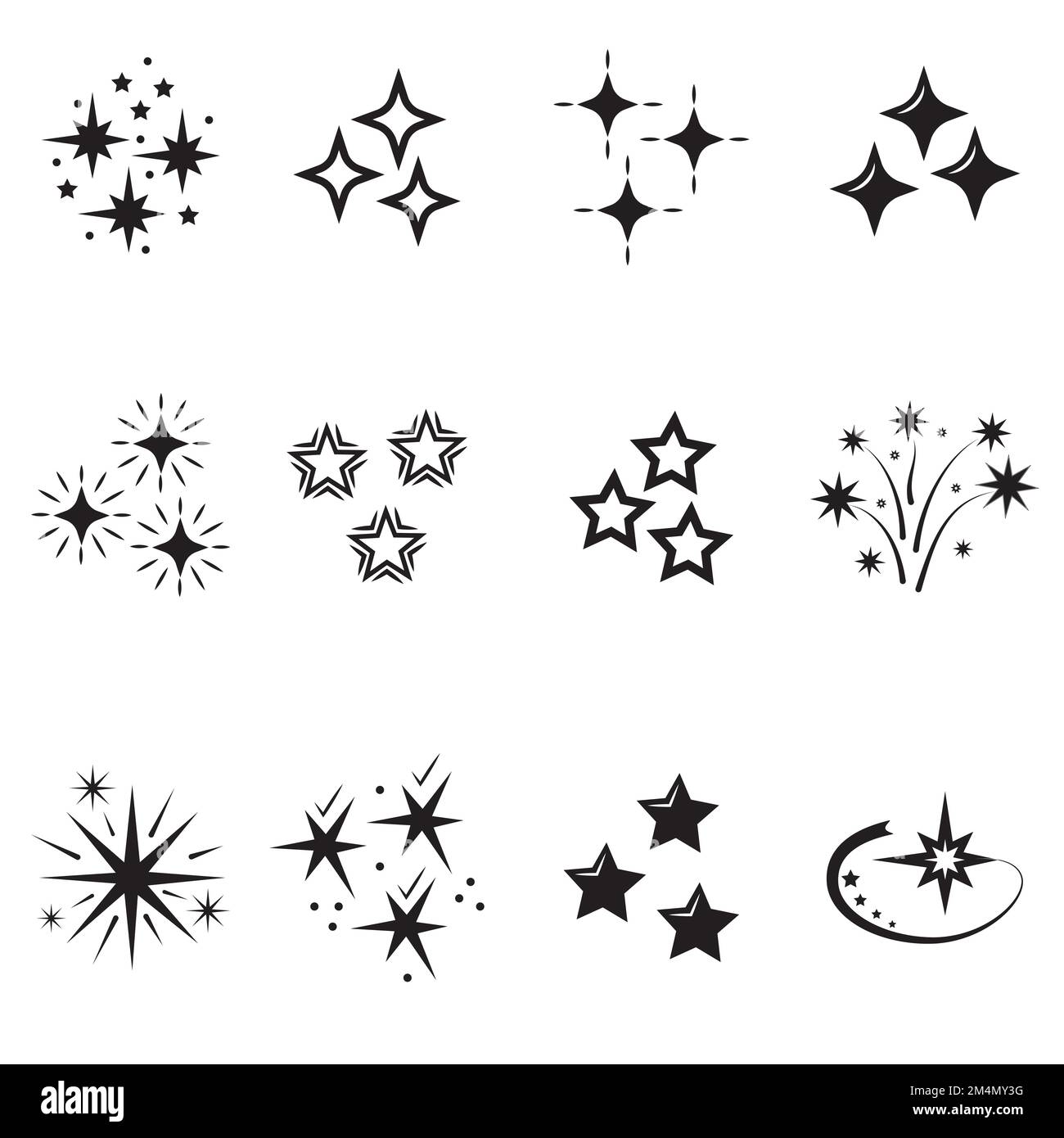 Star icons. Twinkling stars. Sparkles, shining burst. Christmas vector symbols isolated Stock ...