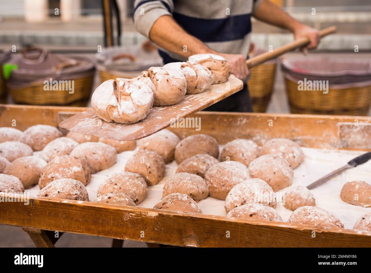 bread preparation. loaves of dough before baking Stock Photo - Alamy