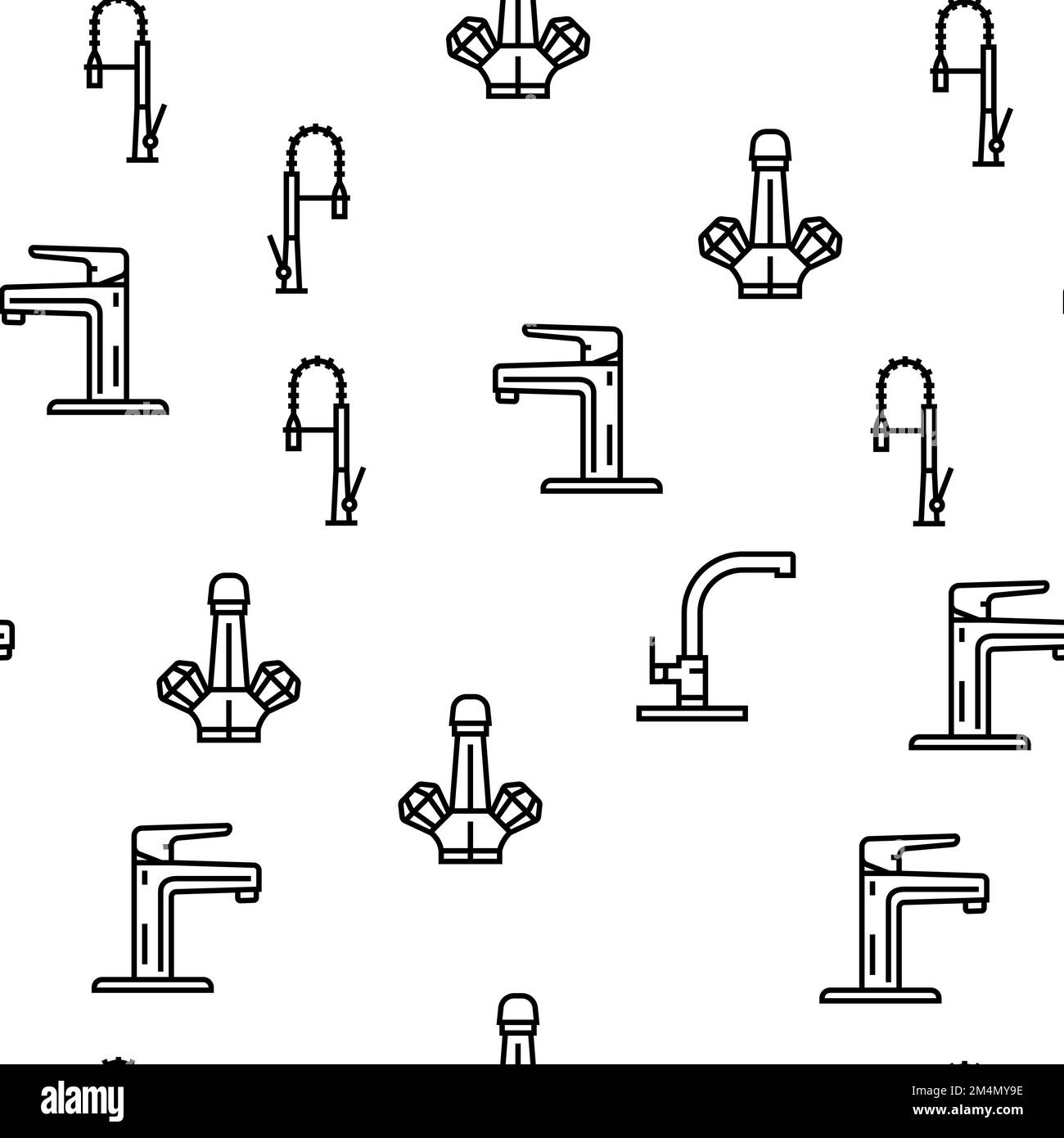 faucet water sink tap bathroom vector seamless pattern Stock Vector ...