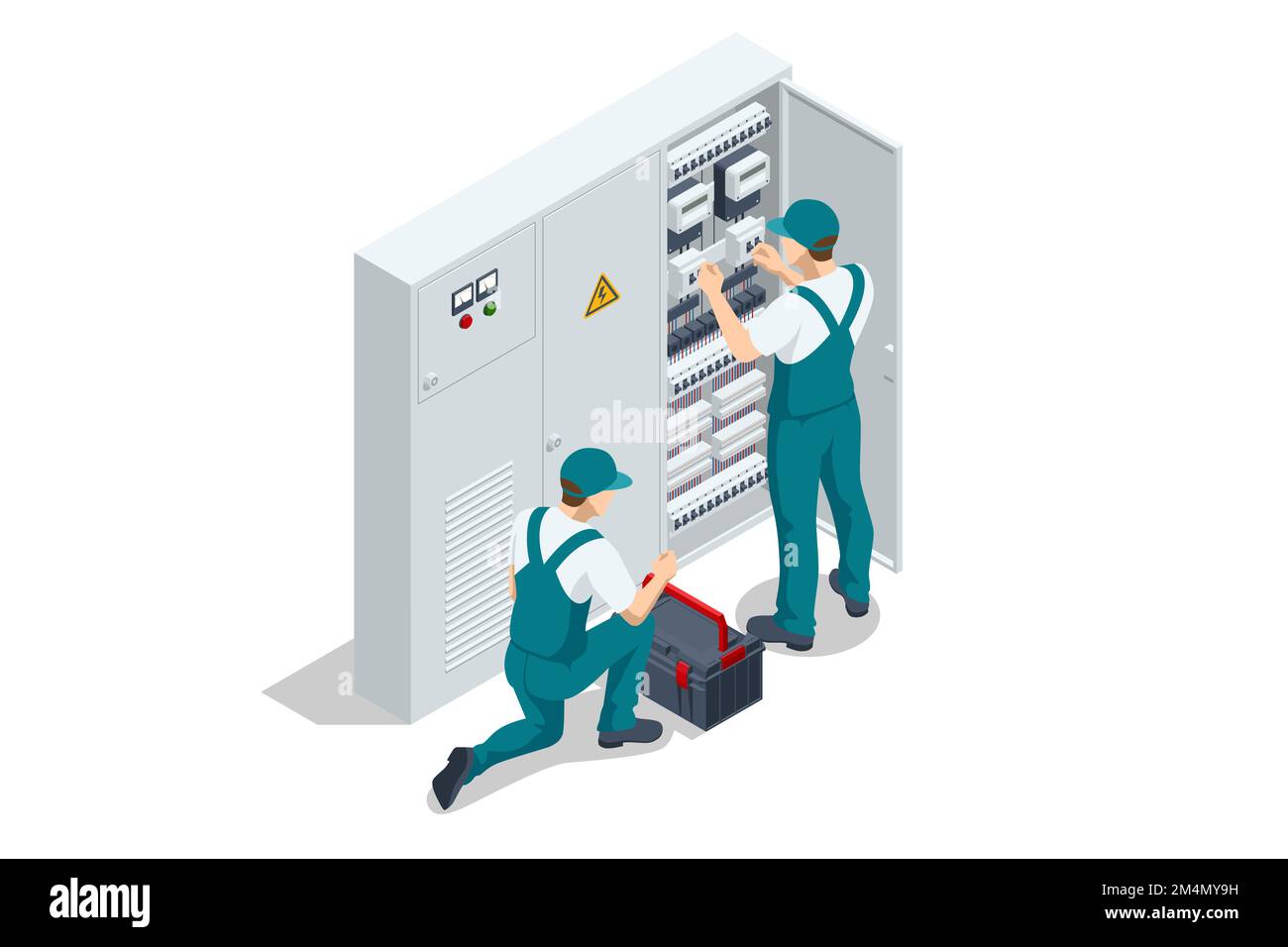Isometric Electric switchboard. Transformer. Distribution board ...