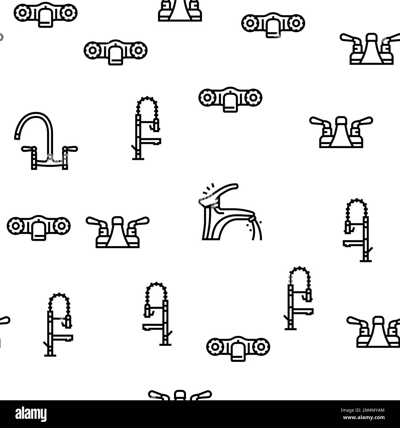 faucet water sink tap bathroom vector seamless pattern Stock Vector ...