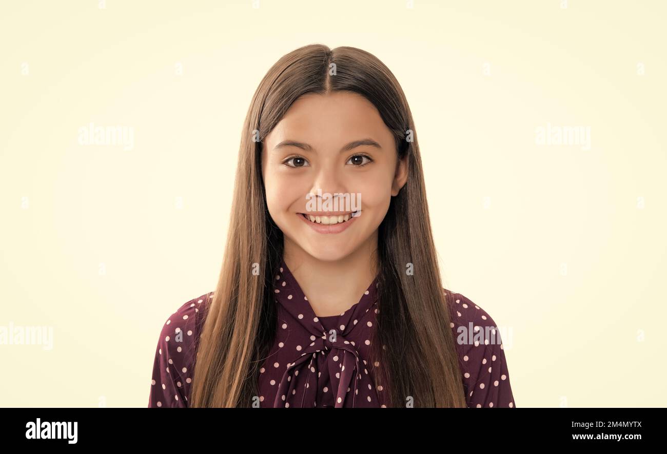 Charming portrait of pretty teen girl. Portrait of cute positive little ...