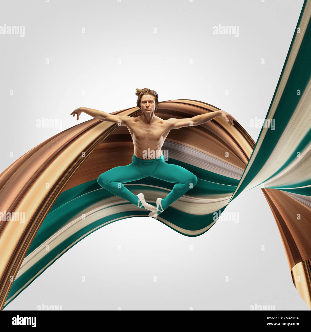 Modern design. Contemporary art. Muscular young man, ballet dancer ...