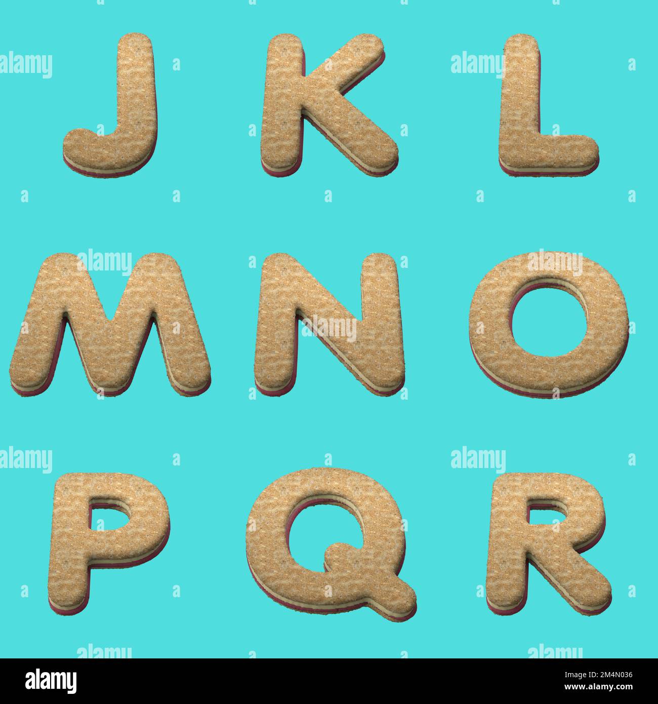 3D Render Set of Toast Font including Letters, Numbers and Punctuation ...