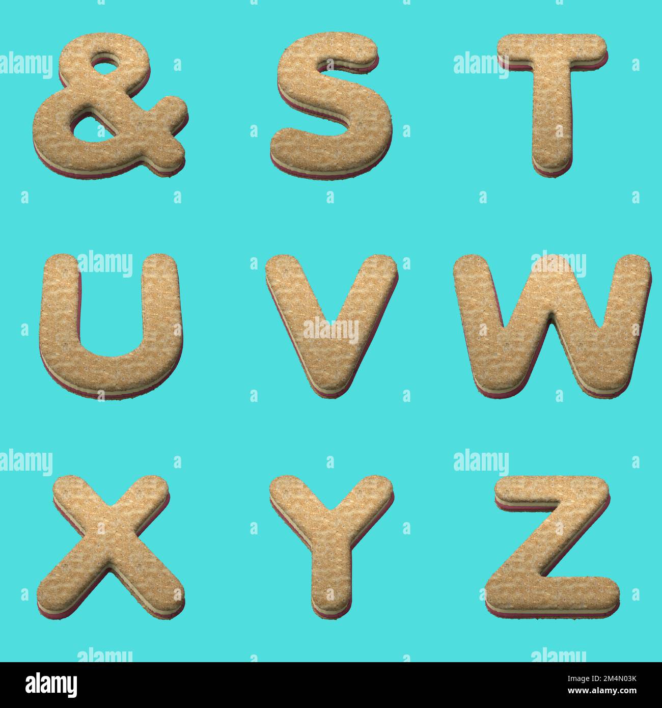 3D Render Set of Toast Font including Letters, Numbers and Punctuation ...