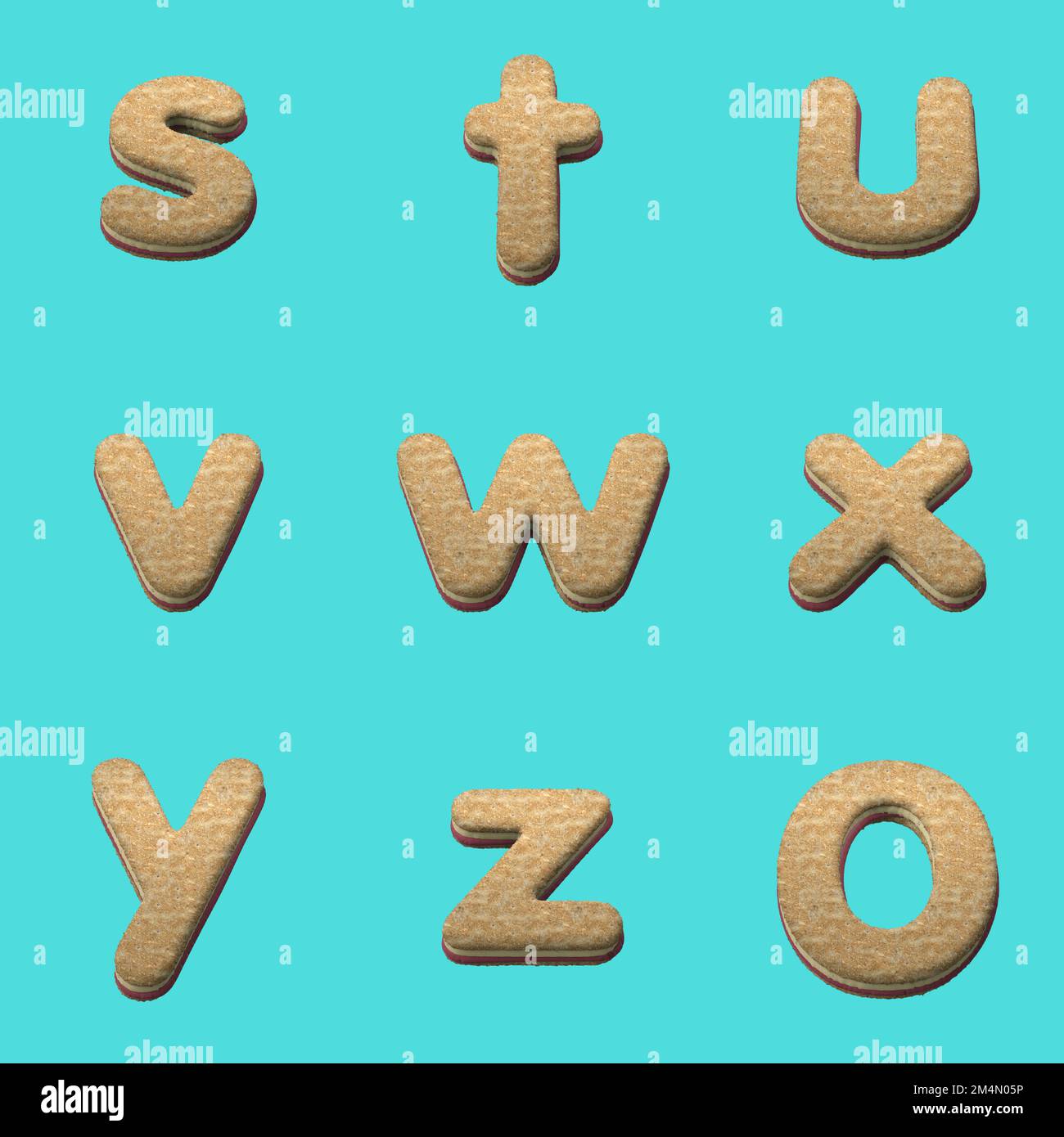 3D Render Set of Toast Font including Letters, Numbers and Punctuation ...