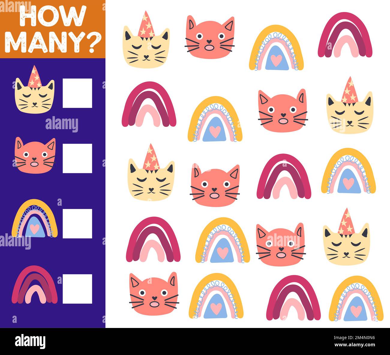 How many Cat, game for children. How many are they game. Count the Cats ...