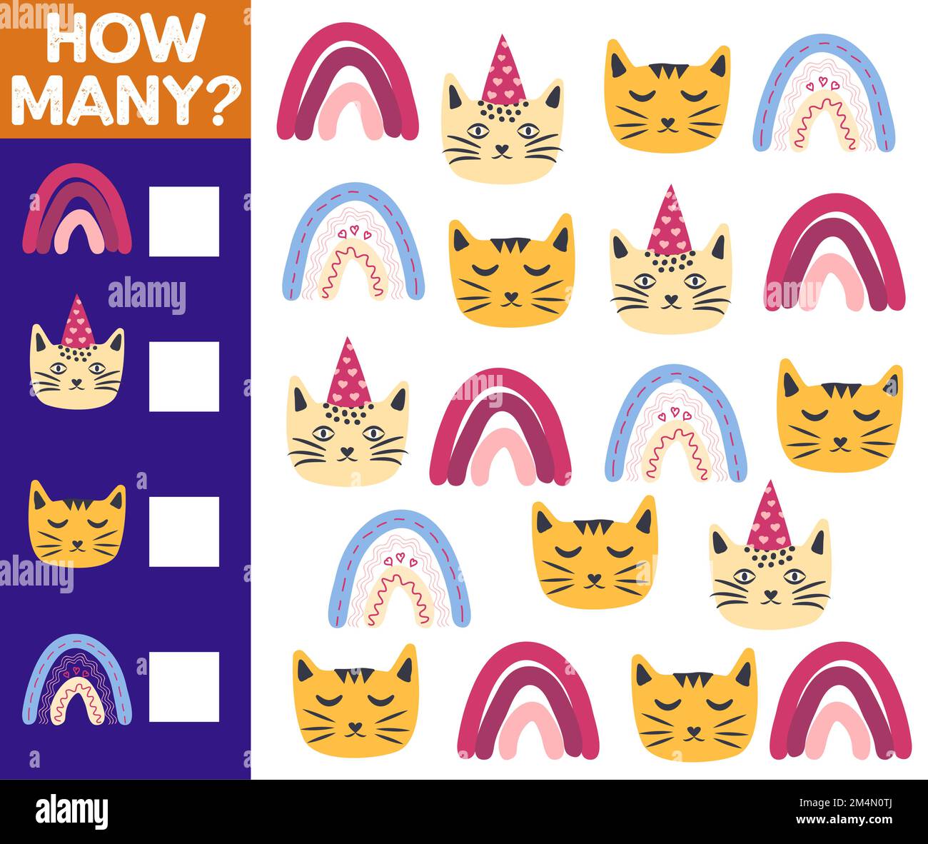 How many Cat, game for children. How many are they game. Count the Cats ...