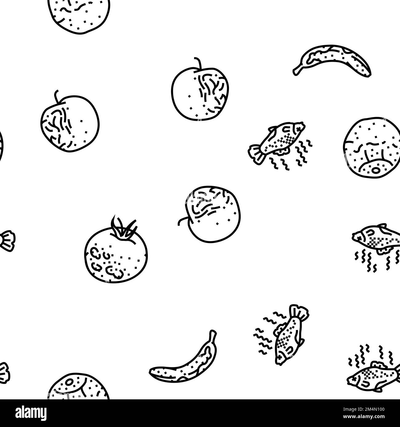 rotten food fruit waste garbage vector seamless pattern Stock Vector ...