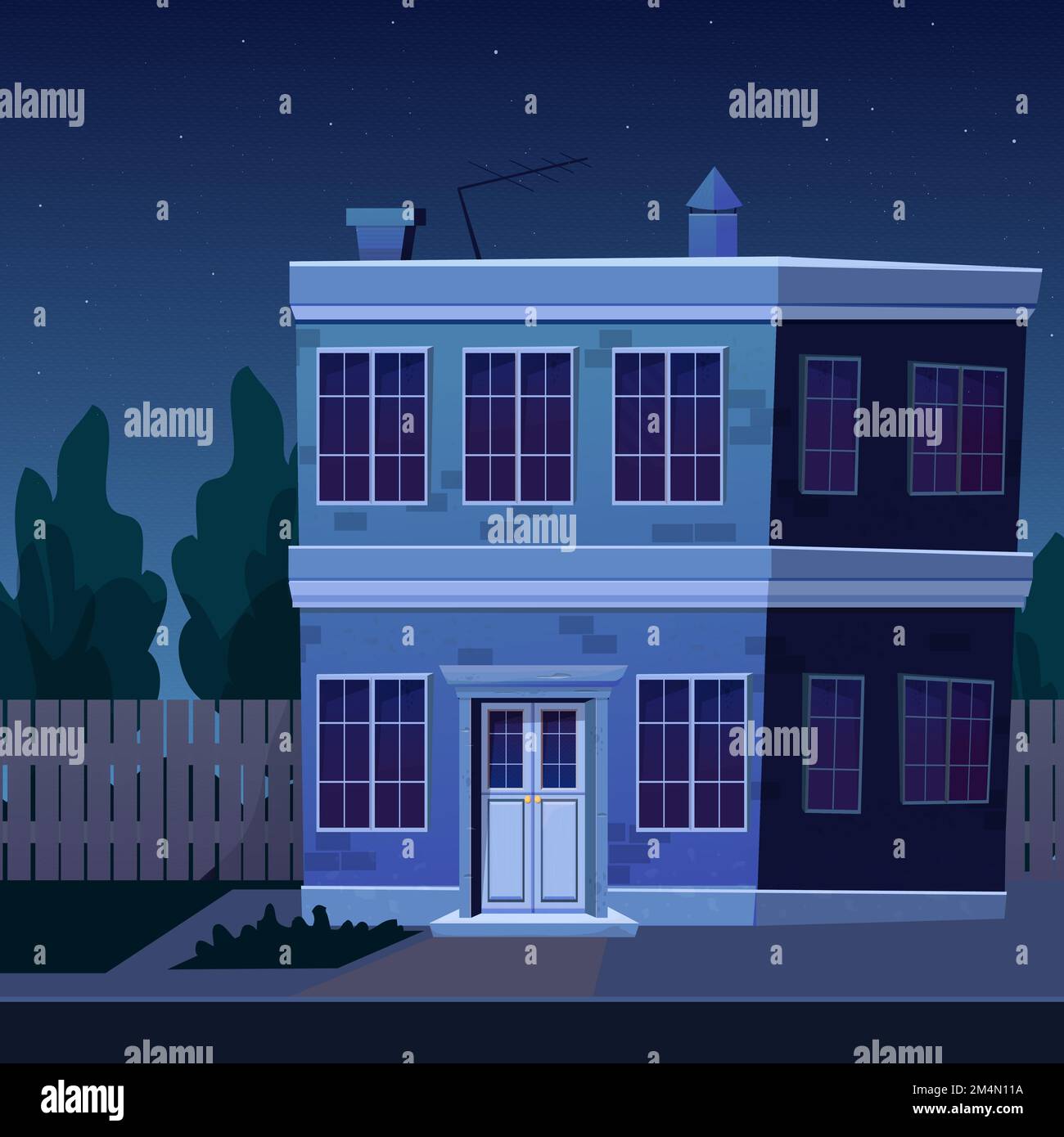 Night building, apartment, blackout time. Property in dark time in ...