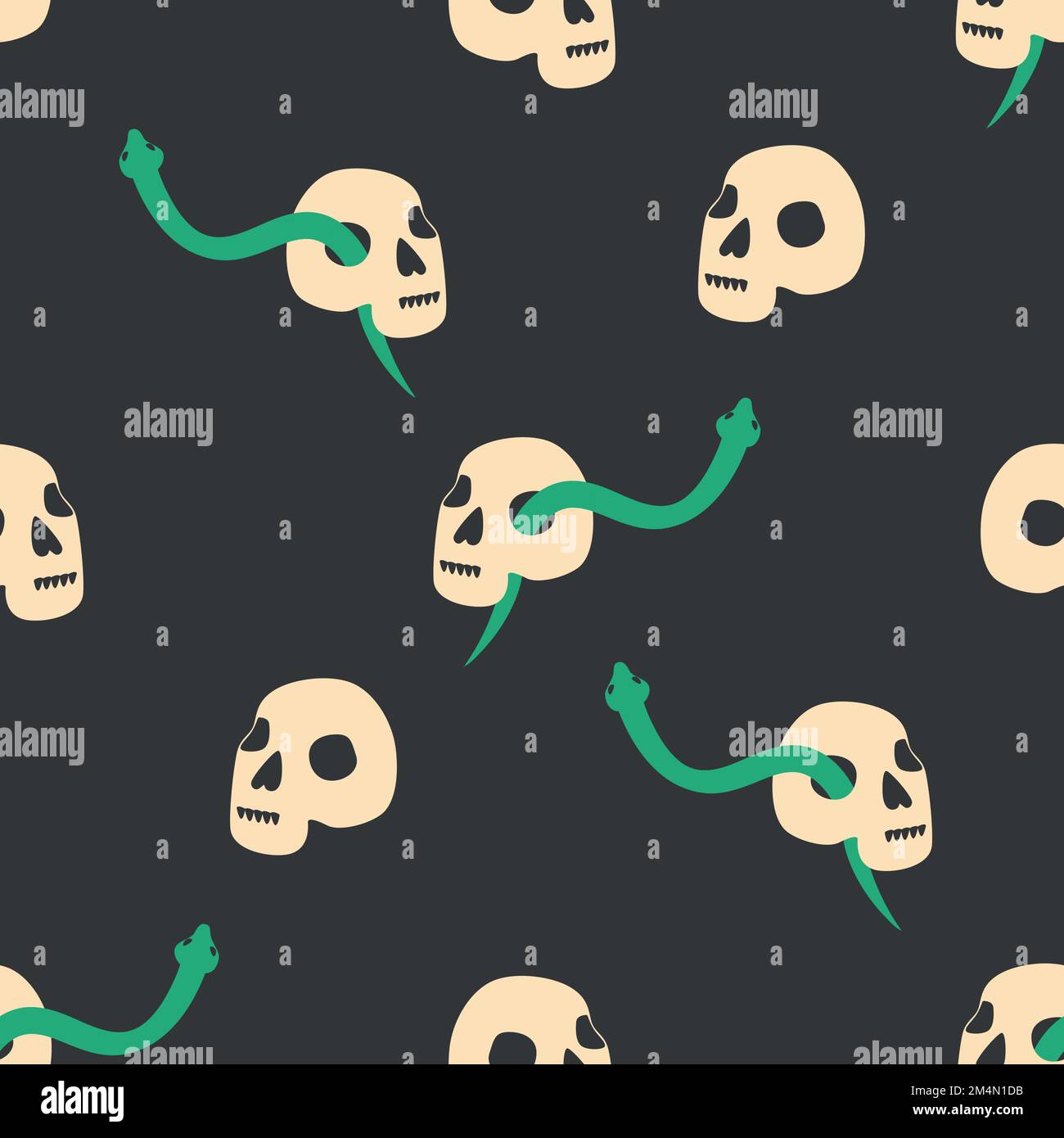 Skull, snake, goblet, magic symbols seamless pattern. Magic and death ...