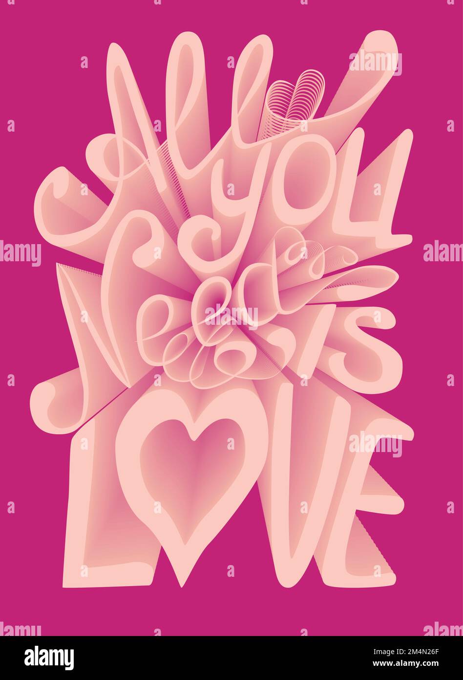 All you need is love. Love 3d text effect. Valentine card template ...