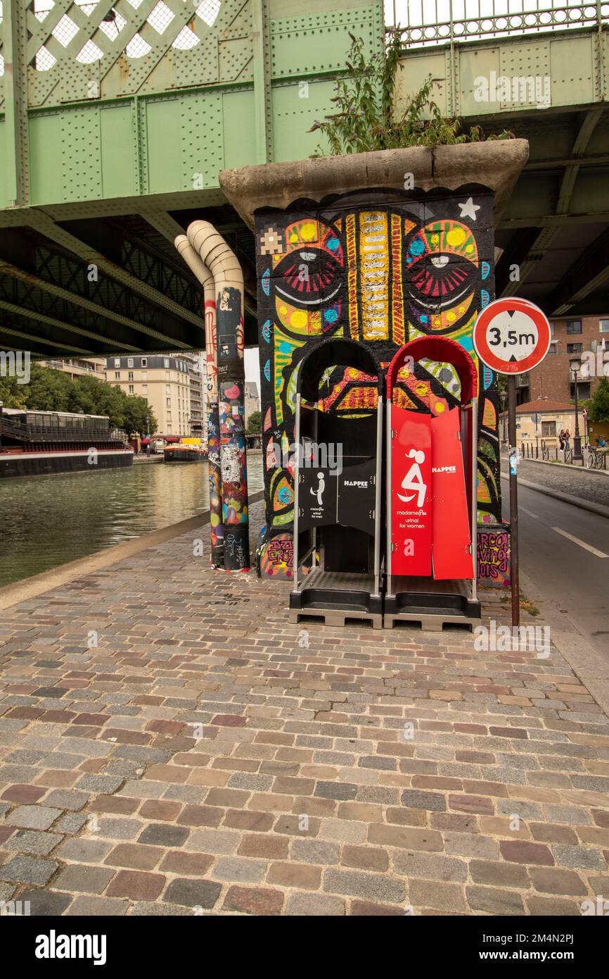 Found still life of colourful Paris outdoor Toilet on banks of the ...