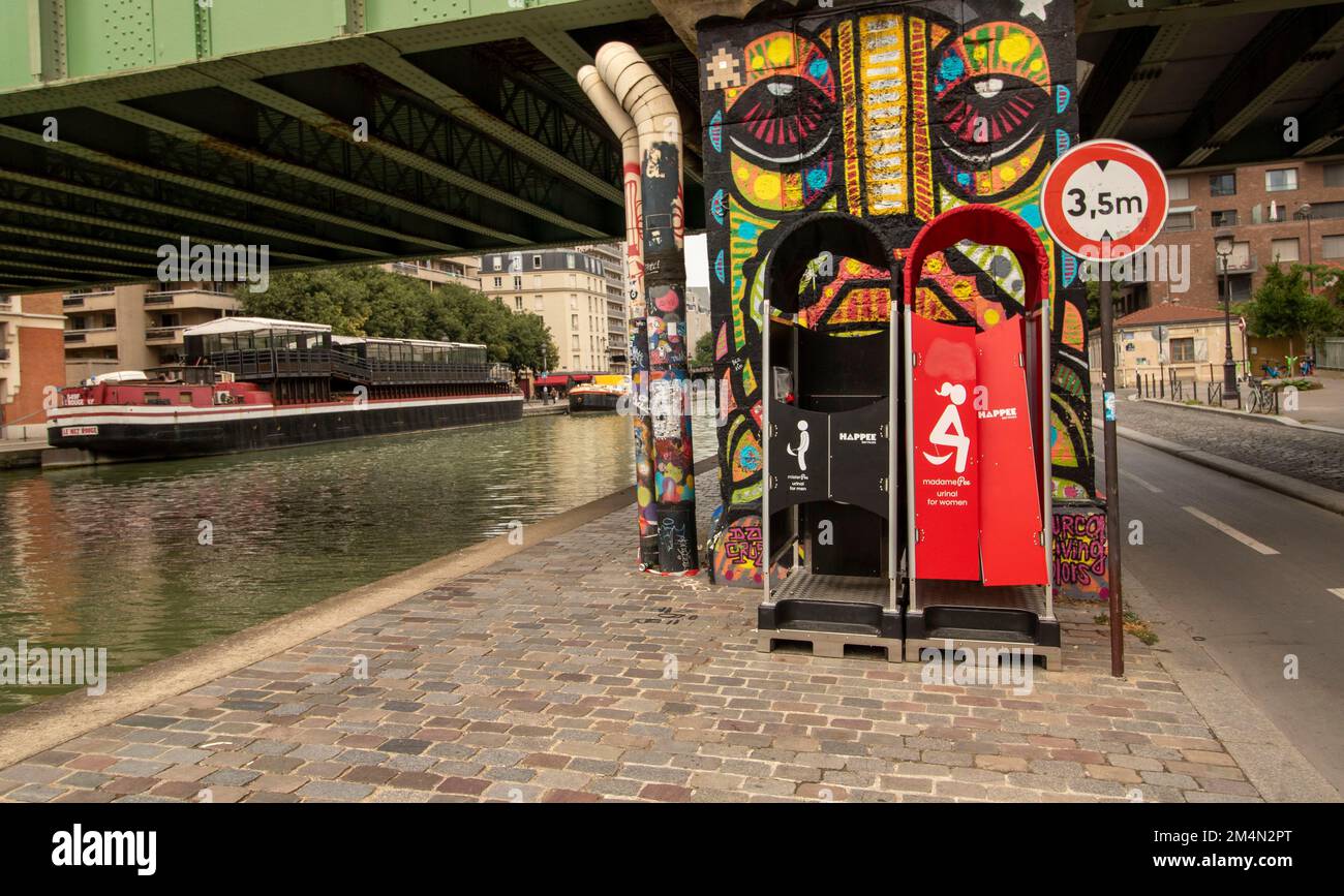 Found still life of colourful Paris outdoor Toilet on banks of the ...