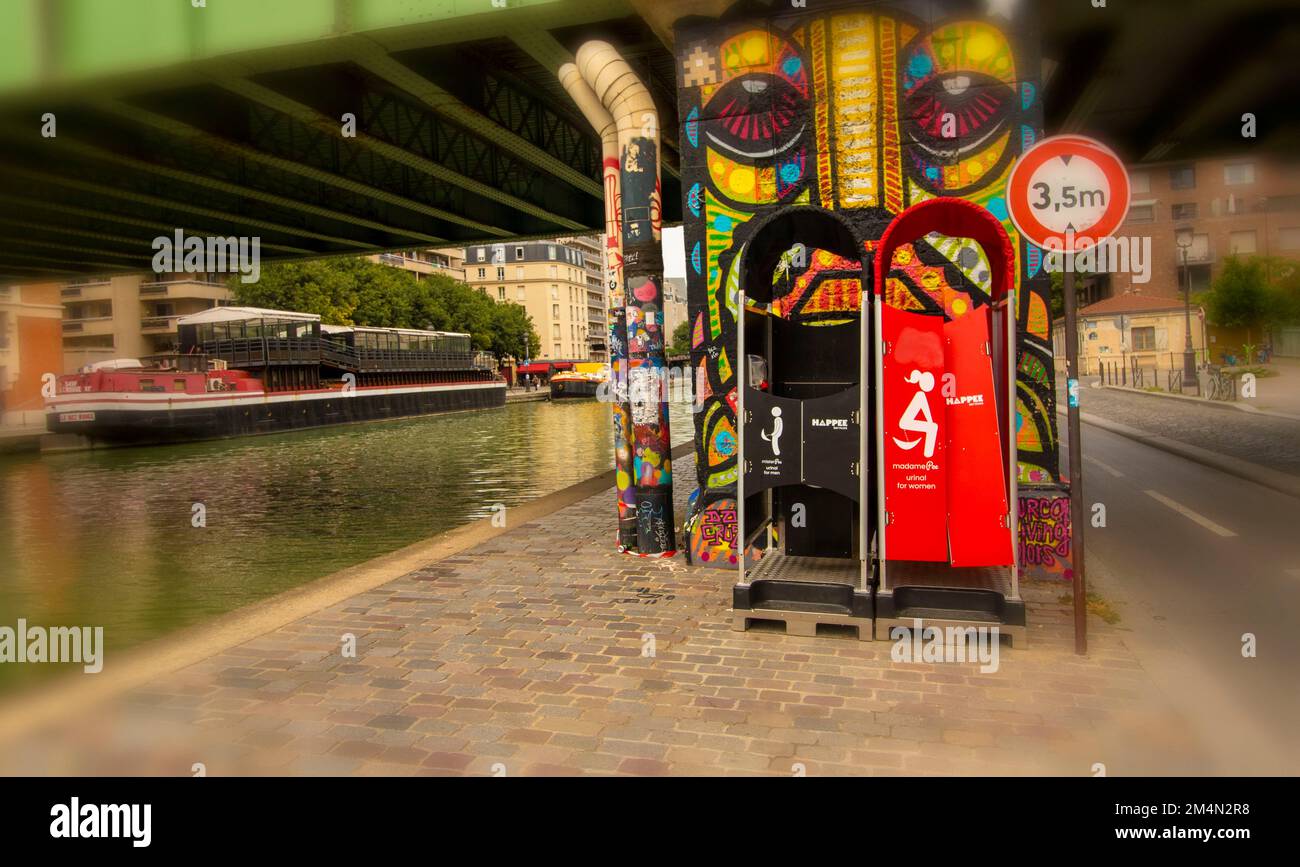 Found still life of colourful Paris outdoor Toilet on banks of the ...