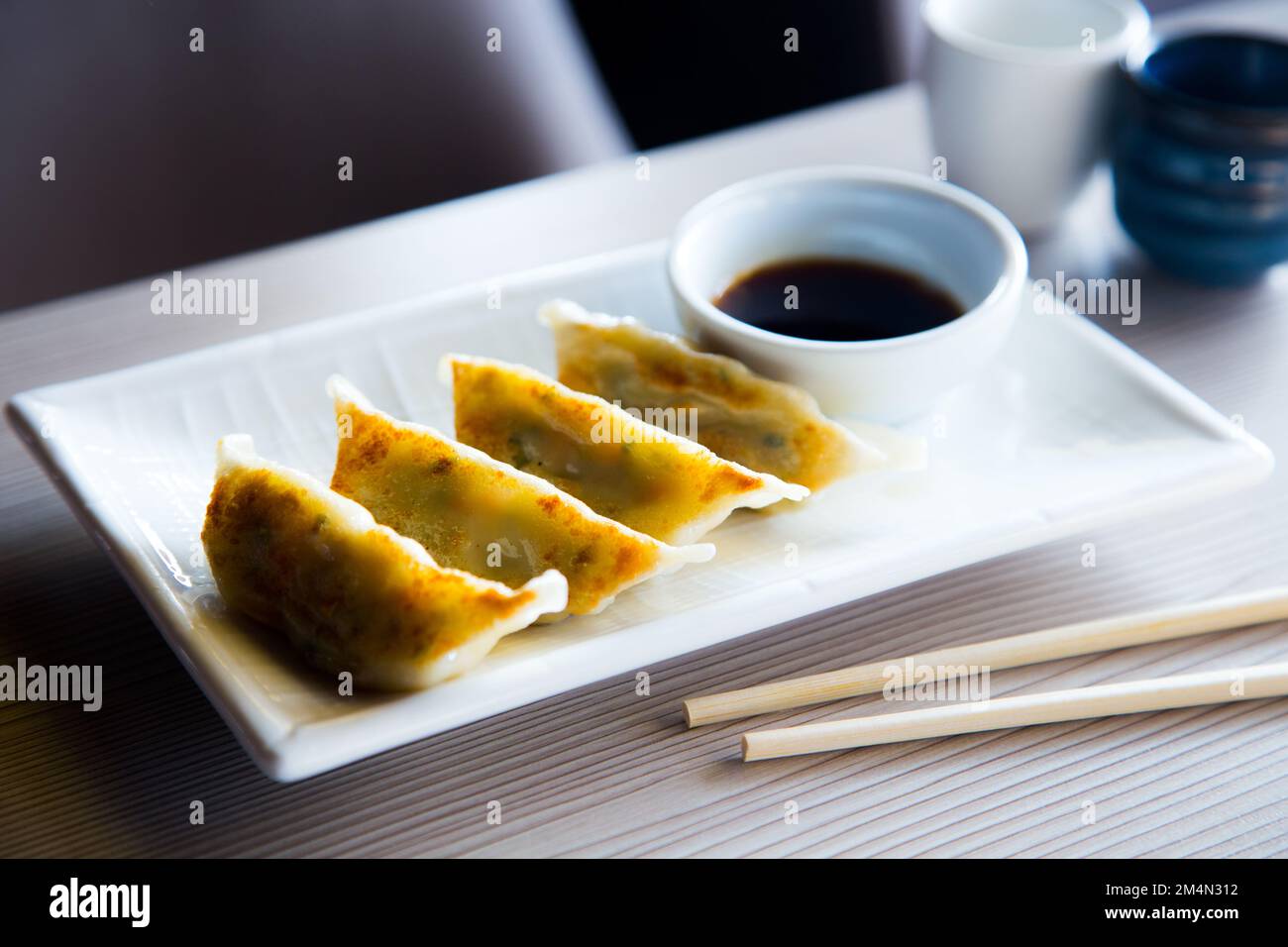 Gyozas, Japanese dumplings. Traditional gyozas are filled with minced ...